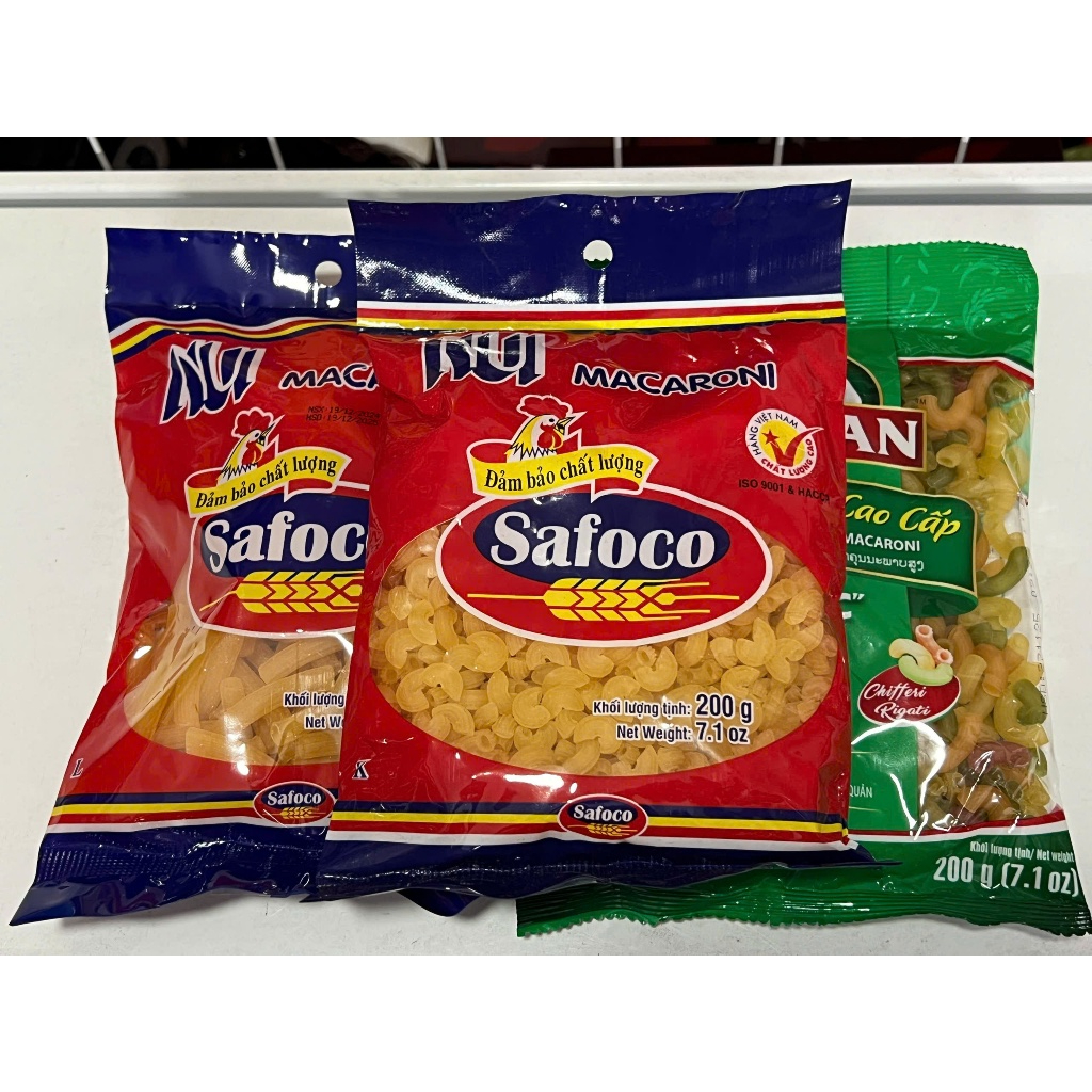 (HỎA TỐC) Nui Macaroni Safoco nui dài, nui ốc 200g ; Nui rau củ cao cấp ...