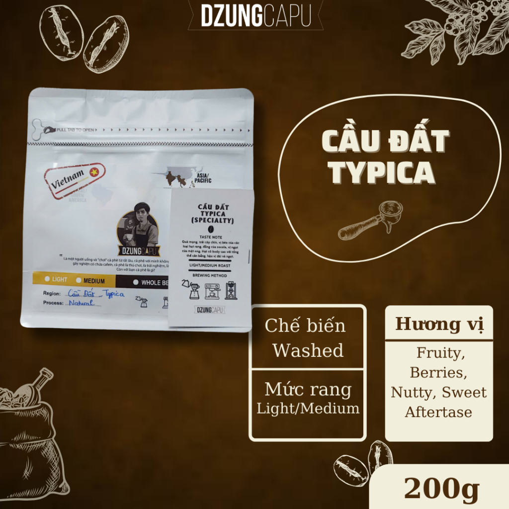 Cà phê Typica Cầu Đất - sơ chế Natural - gói 200g - DzungCapu Specialty Coffee | Shopee Việt Nam