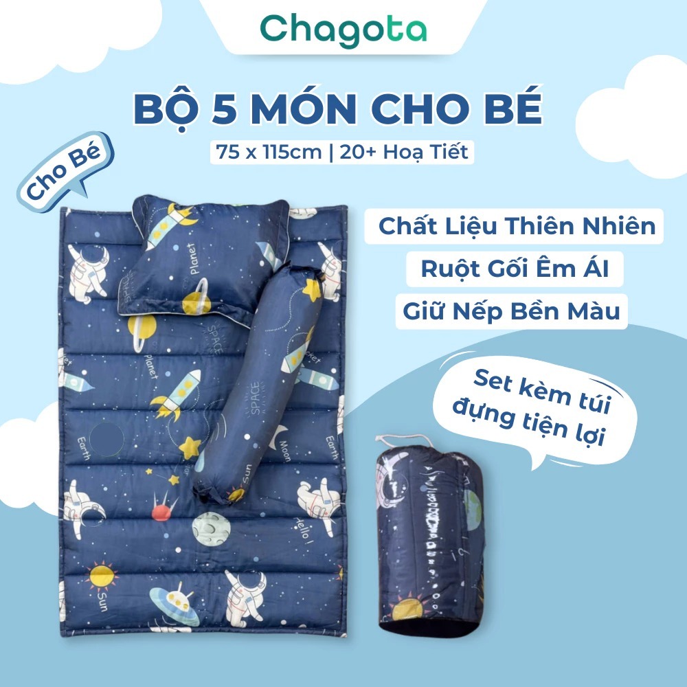 Bộ Nệm Nhà Trẻ 5 Món Rayon Microfiber Dành Cho Bé Kèm Ruột Gối Chagota ...