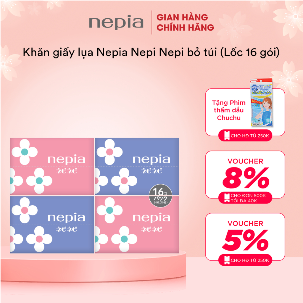 Khăn giấy lụa Nepia Nepi Nepi bỏ túi (lốc 16 gói) | Shopee Việt Nam