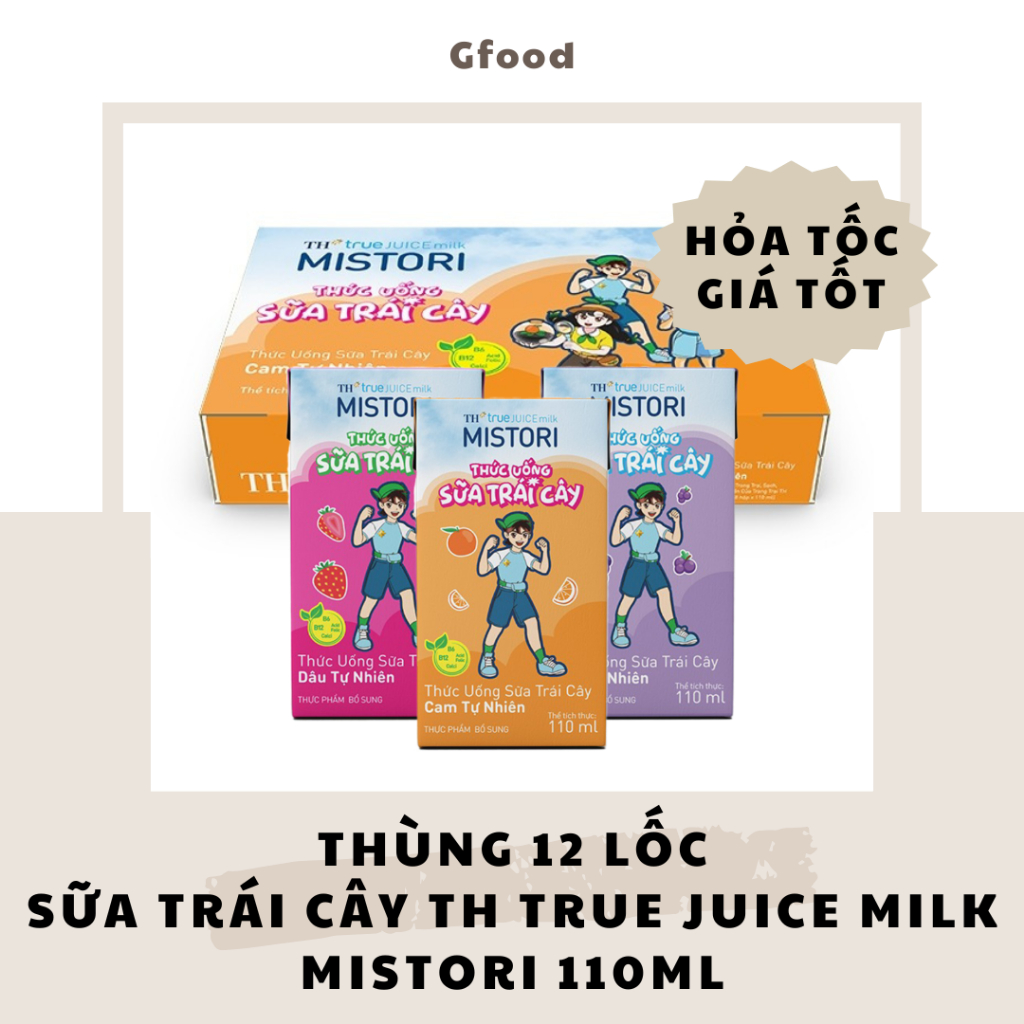 [THÙNG 12 LỐC] TH True JUICE Milkl MISTORI Thức Uống Sữa Trái Cây Tự ...