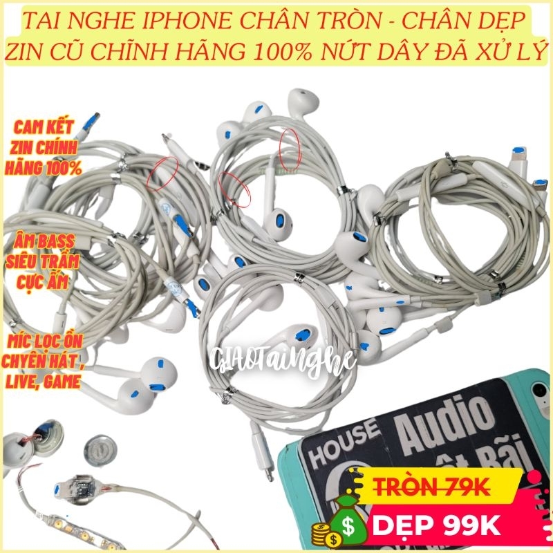 Tai nghe ai phôn zin chính hãng 6s chân tròn , chân dẹp nứt dây đã sử ...
