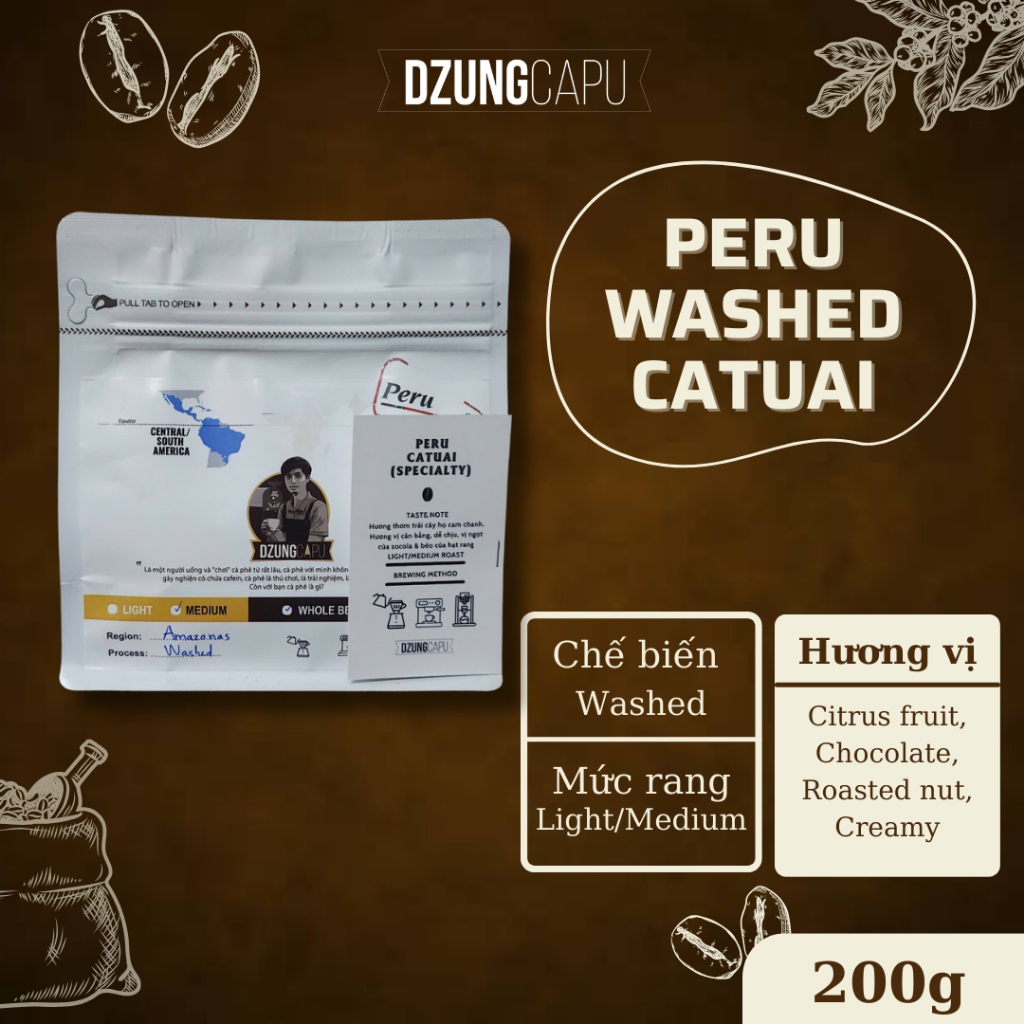 Cà phê Peru - Catuai - sơ chế Washed - gói 200g - DzungCapu Specialty Coffee | Shopee Việt Nam