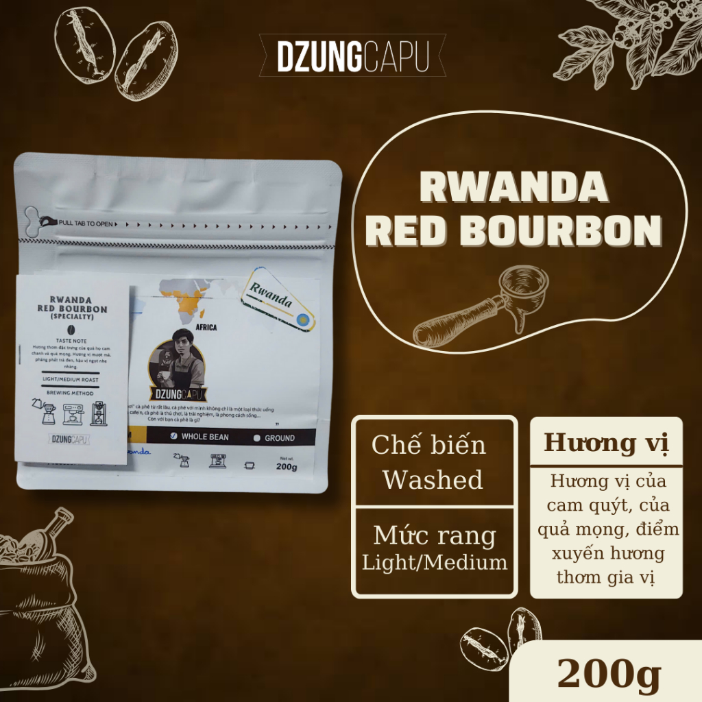 Cà Phê Rwanda - Giống Red Bourbon - Gói 200g - DzungCapu Specialty ...