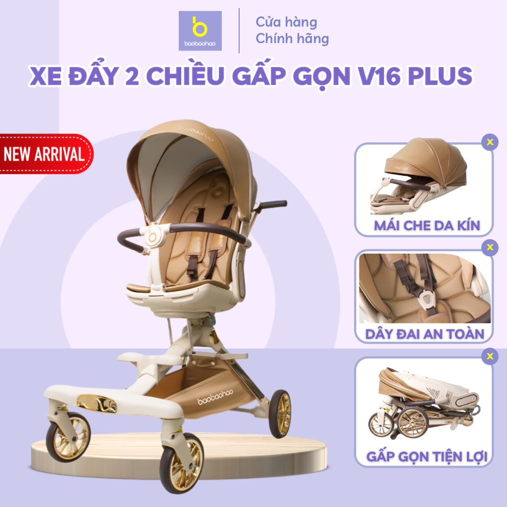 [MẪU MỚI] Xe Đẩy Baobaohao V16/ V16 Plus – Xe Đẩy Gấp Gọn 2 Chiều Cho Bé, Mái Che Da Sang Trọng ...