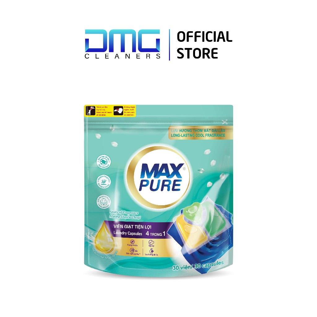 Túi 30 Viên Giặt Tiện Lợi MaxPure 4in1 - Công Nghệ Carezyme Hương Huyền ...