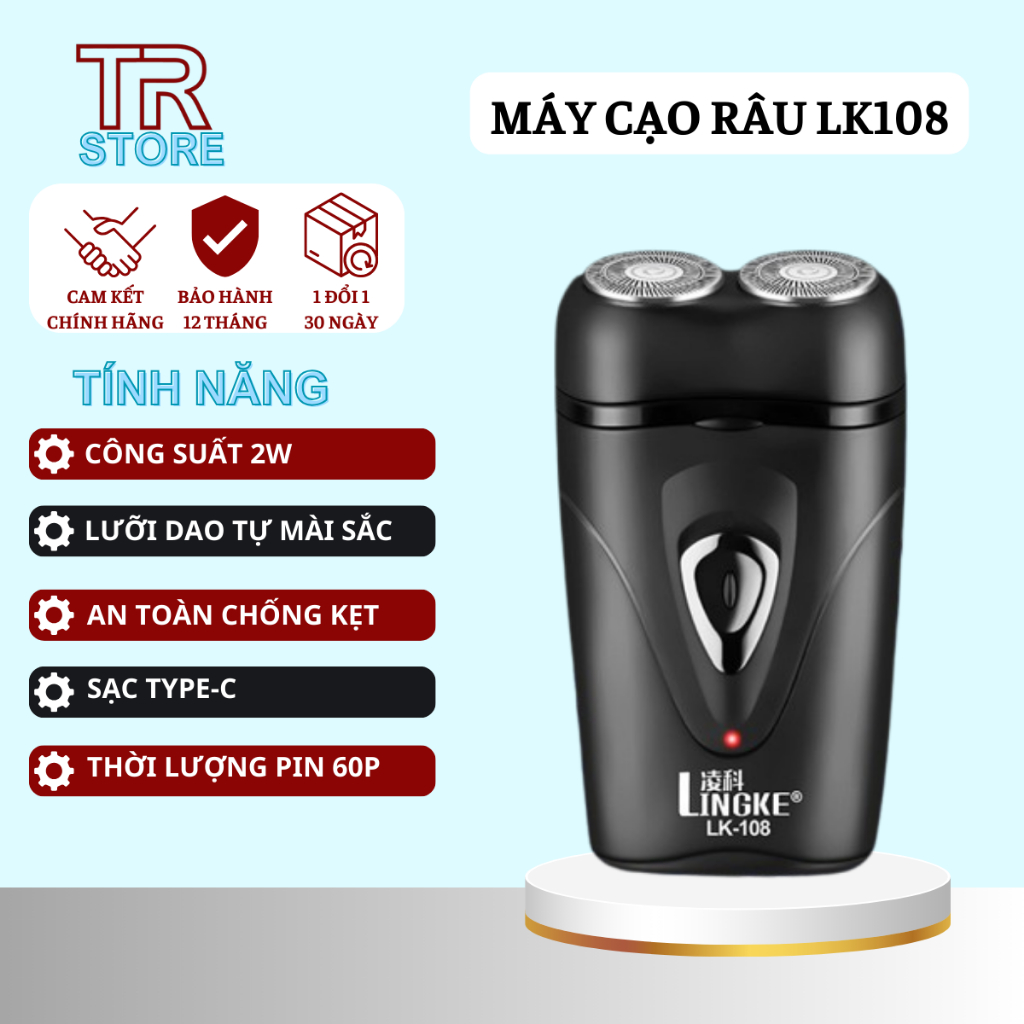 Máy Cạo Râu Điện LK108 2 Lưỡi Tự Mài Sắc, Cao Không Đau Rát, Nhỏ Gọn ...