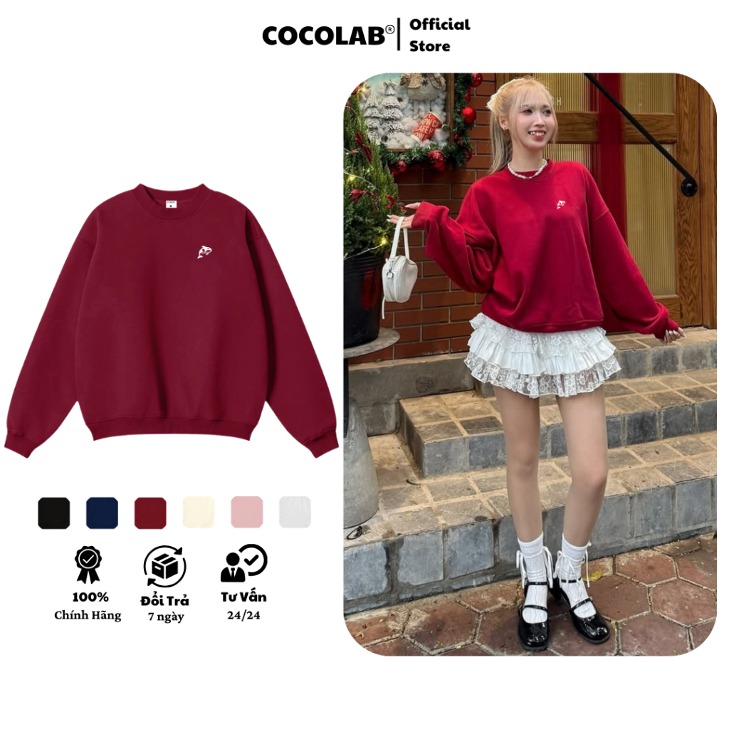 Áo Sweater Cocolab Studio, Form rộng Nam Nữ Nỉ lót lông cáo Cotton 100% Unisex Local Brand ...