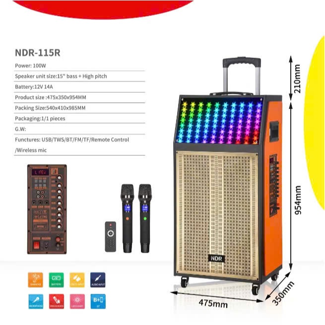 Loa karaoke NDR-115R (2 míc ko dây) | Shopee Việt Nam
