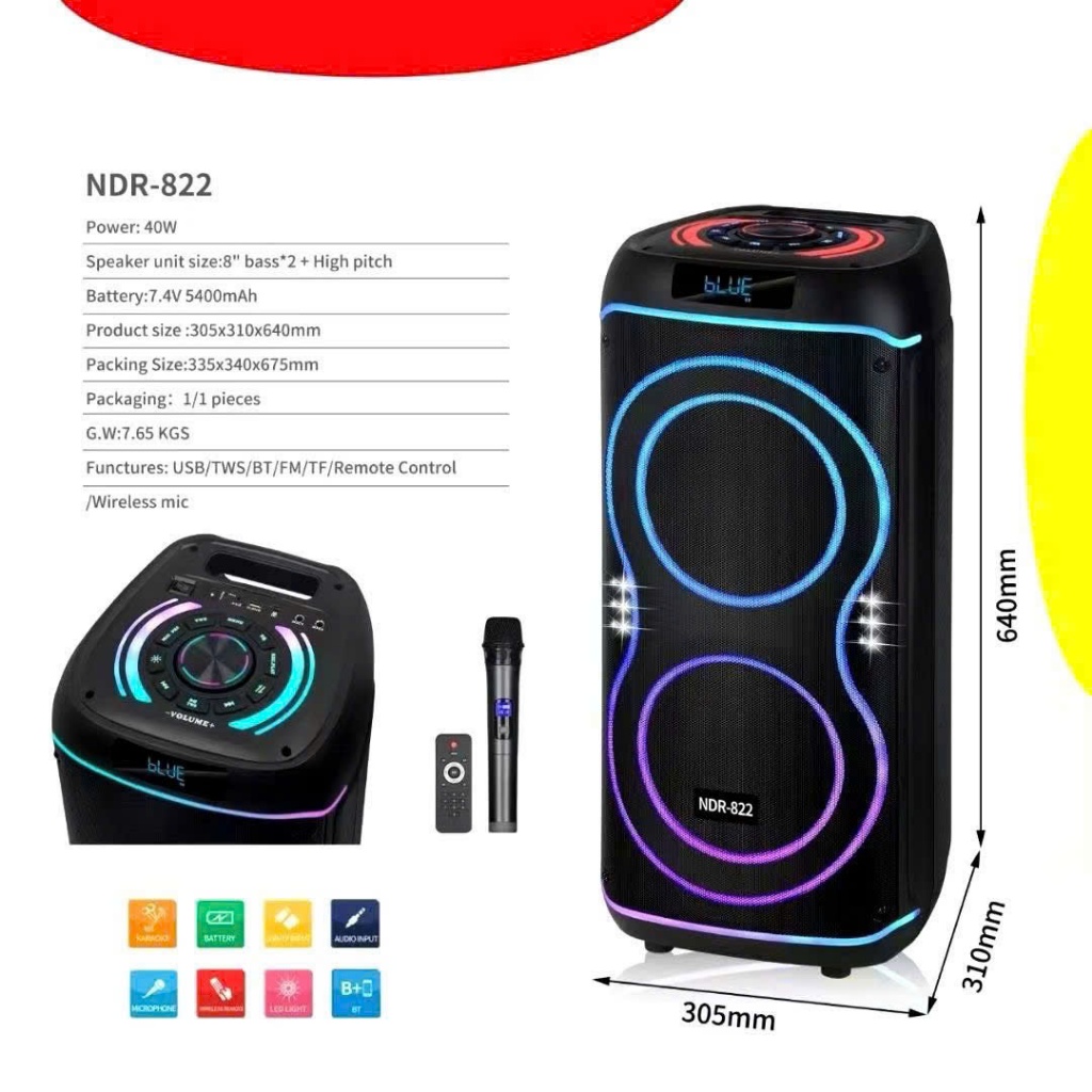 Loa karaoke NDR-822 (1 míc ko dây) | Shopee Việt Nam