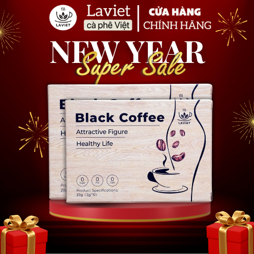 [ QÙA TẶNG ] 2 Hộp Cà phê đen hòa tan - Laviet Black Coffee hộp 10 gói x 2g ( không đường ...