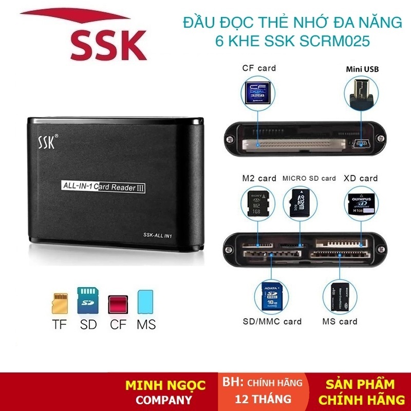 Đầu đọc thẻ nhớ đa năng SSK SCRM025 Card Reader III - Hỗ trợ chuẩn thẻ ...