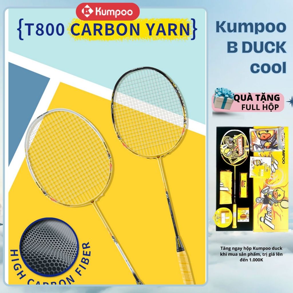 [CHÍNH HÃNG-BẢO HÀNH] Vợt Kumpoo B DUCK cool Căng Sẵn 11kg, Tặng Kèm ...