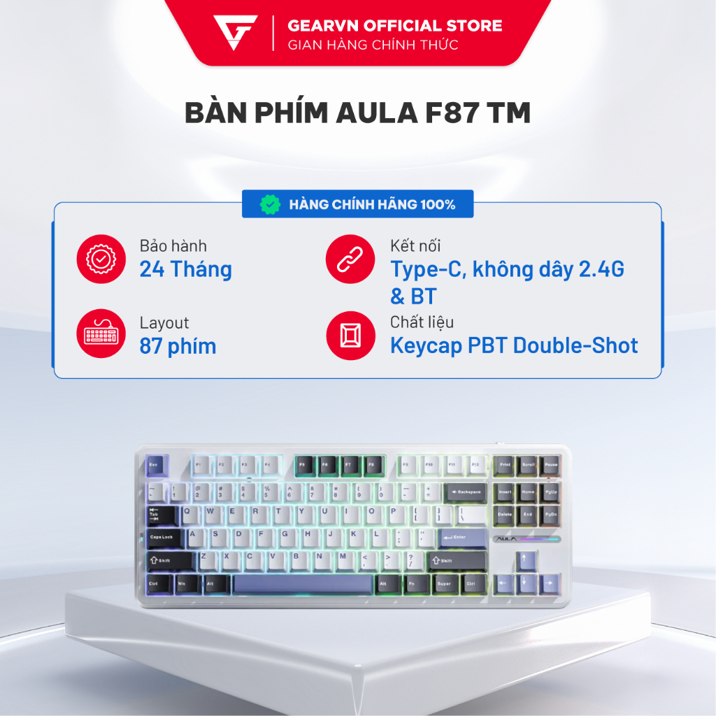 [HÀNG CHÍNH HÃNG] Bàn phím AULA F87 TM Gaming - 3 Mode Kết Nối - GEARVN ...