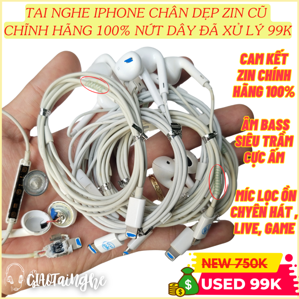 Tai nghe AI PHÔN chân dẹp zin cũ chính hãng nứt dây đã xử lý | Shopee ...