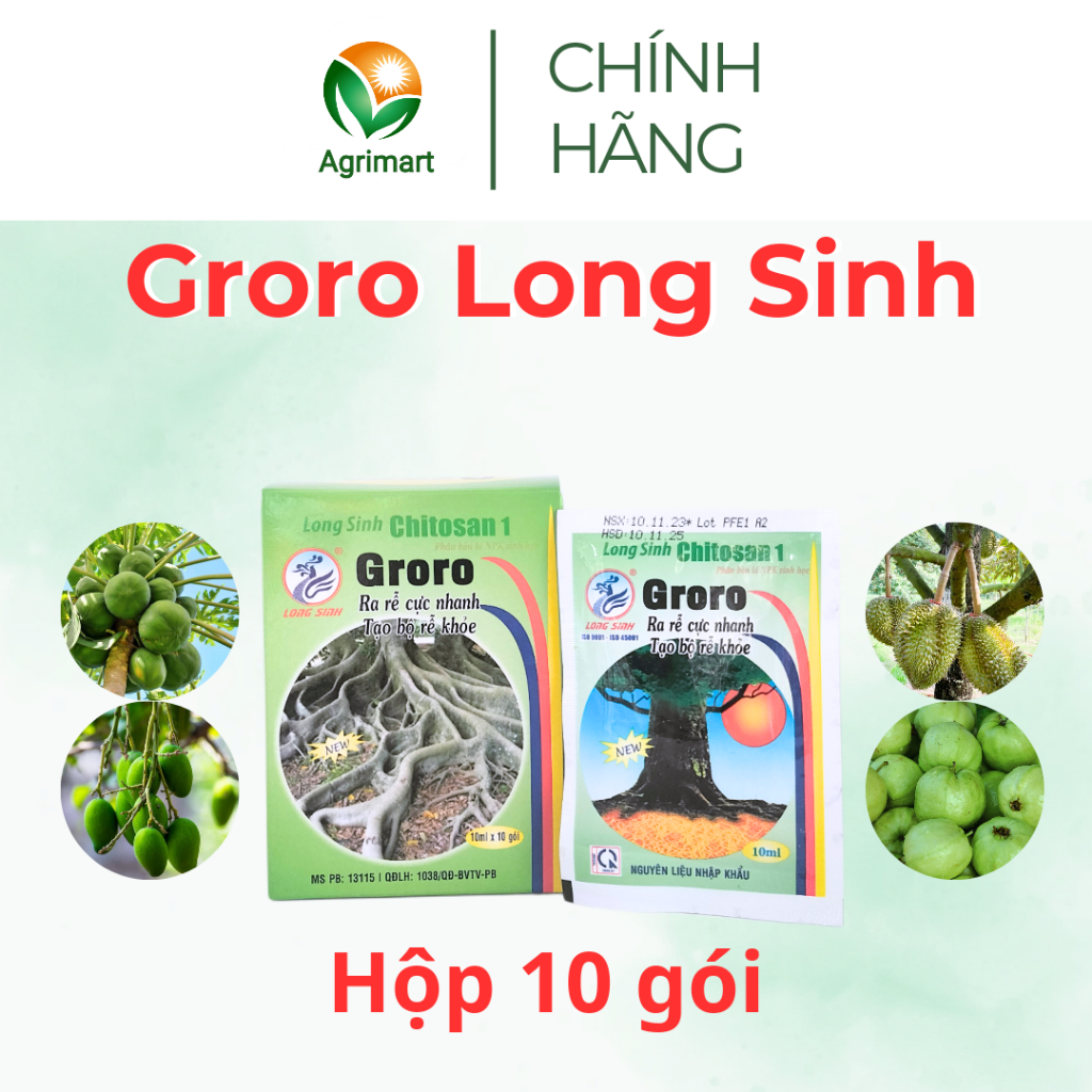 Phân bón lá Groro Long Sinh kháng bệnh phục hồi rễ tốt cây xanh lá ...