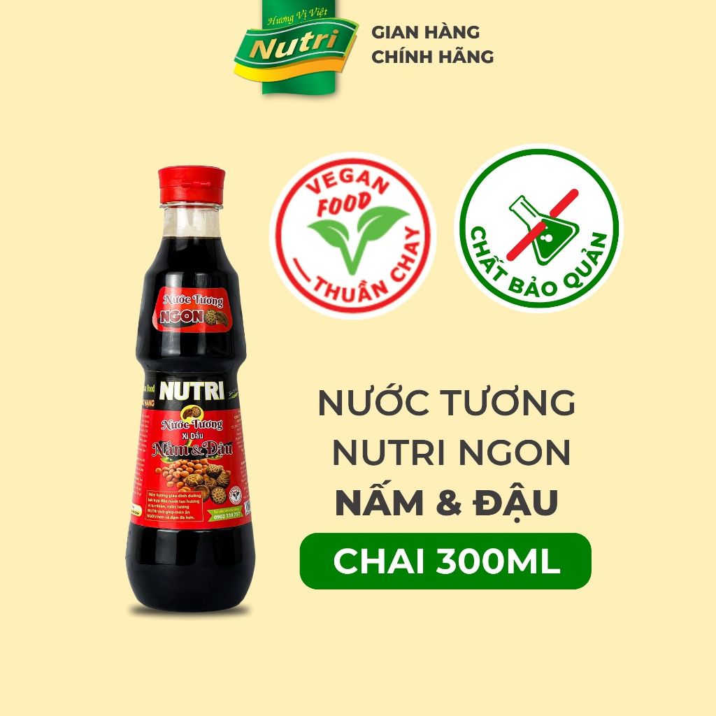 Nước Tương Thuần Chay Nutri Ngon từ Nấm & Đậu chai 300ml - gia vị thuần chay Nutri Vegan ...
