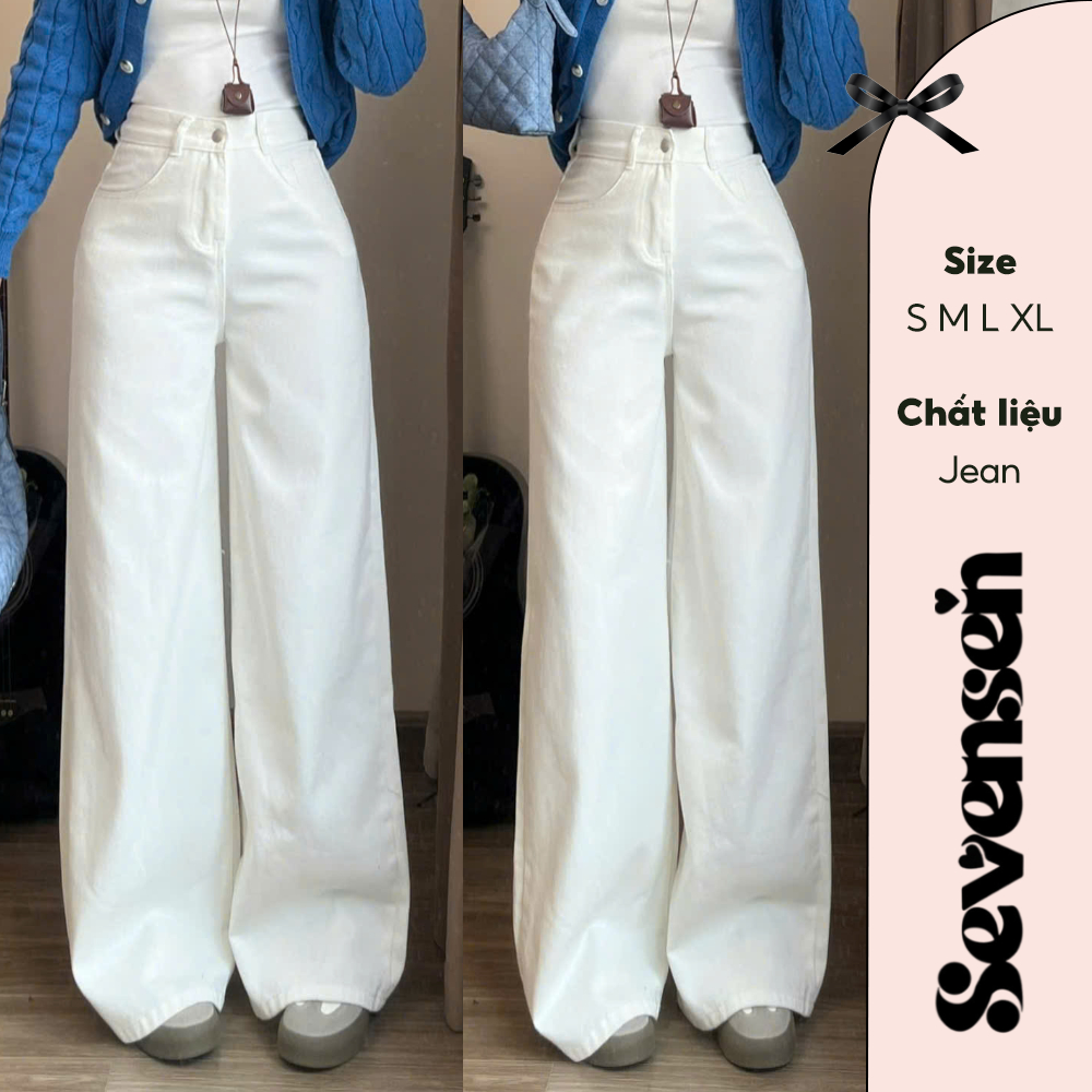 Quần Jean Trắng Ống Rộng Loe Form Rộng Dài Chùm Phủ Chân ...