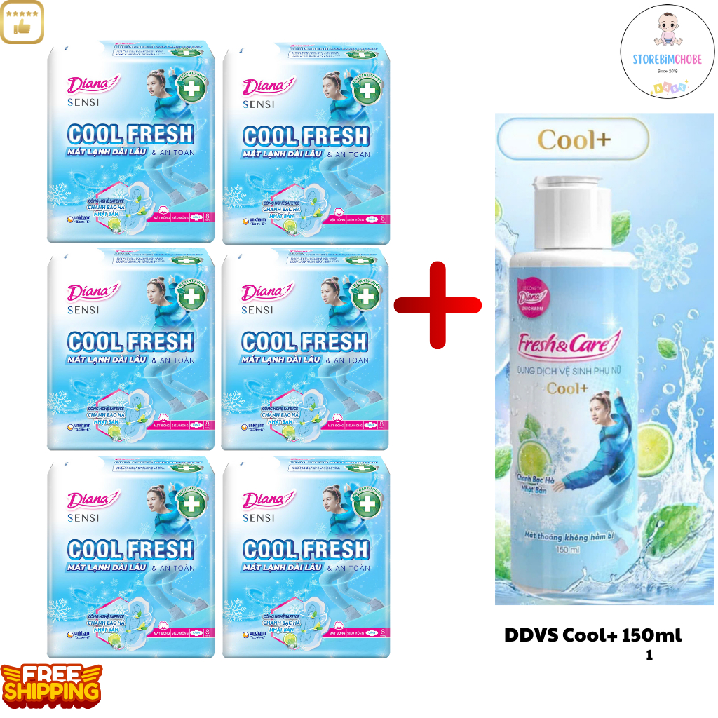 Combo 6 gói Băng vệ sinh Diana Sensi Cool Fresh Siêu Mỏng Cánh gói 8 ...