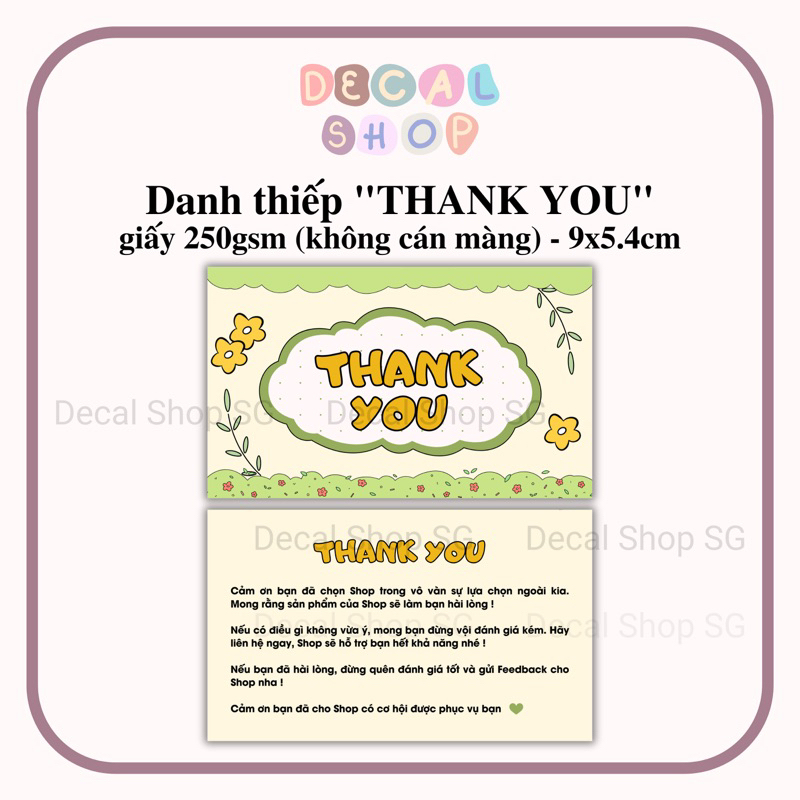 [T18] Danh Thiếp, Card Thank You - Size 9*5,4cm - In 2 Mặt - Giấy ...
