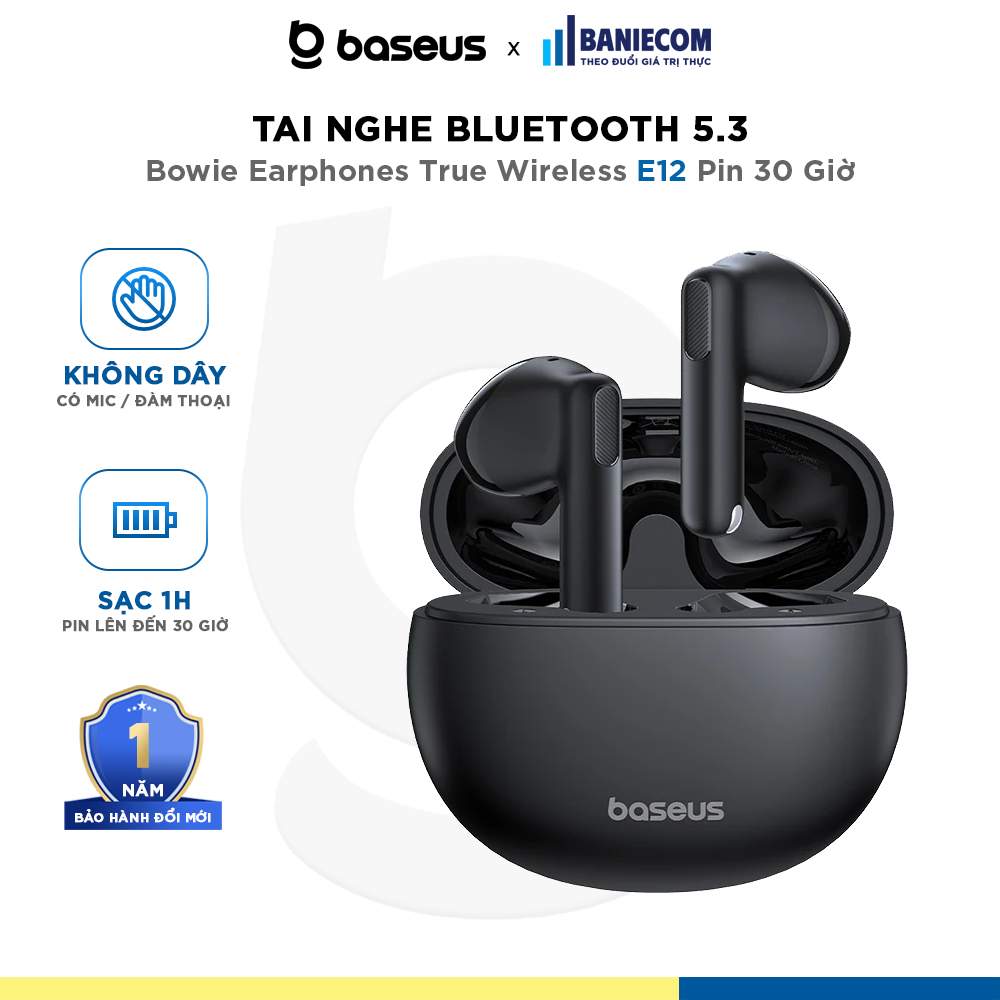 Tai Nghe Bluetooth Baseus E12 Bowie True Wireless Earphones Nhỏ gọn Pin ...