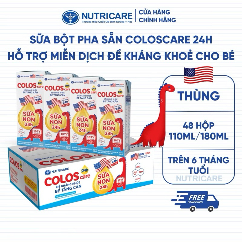 Thùng sữa bột pha sẵn Nutricare Colos Care 24h tăng cường đề kháng giúp ...