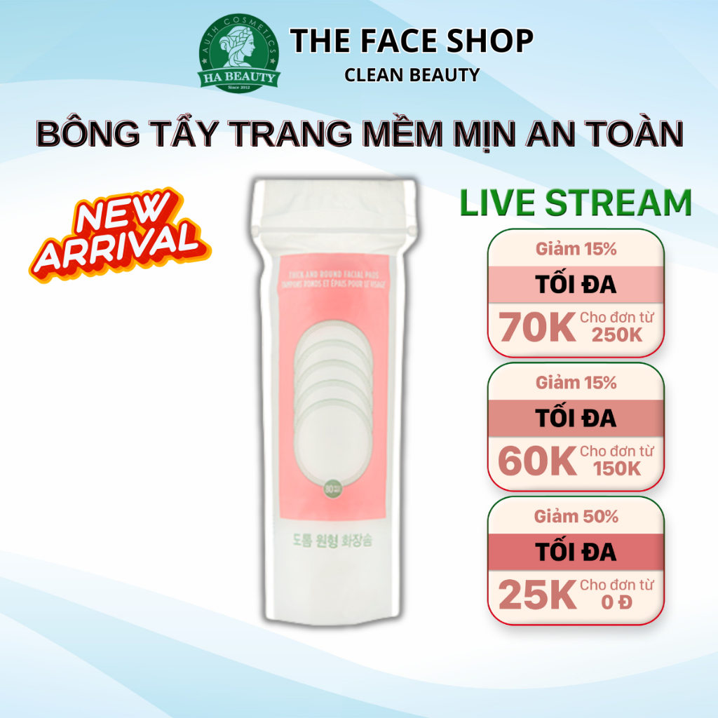 Bông tẩy trang mềm mại không gây kích ứng da kể cả da nhạy cảm The Face ...