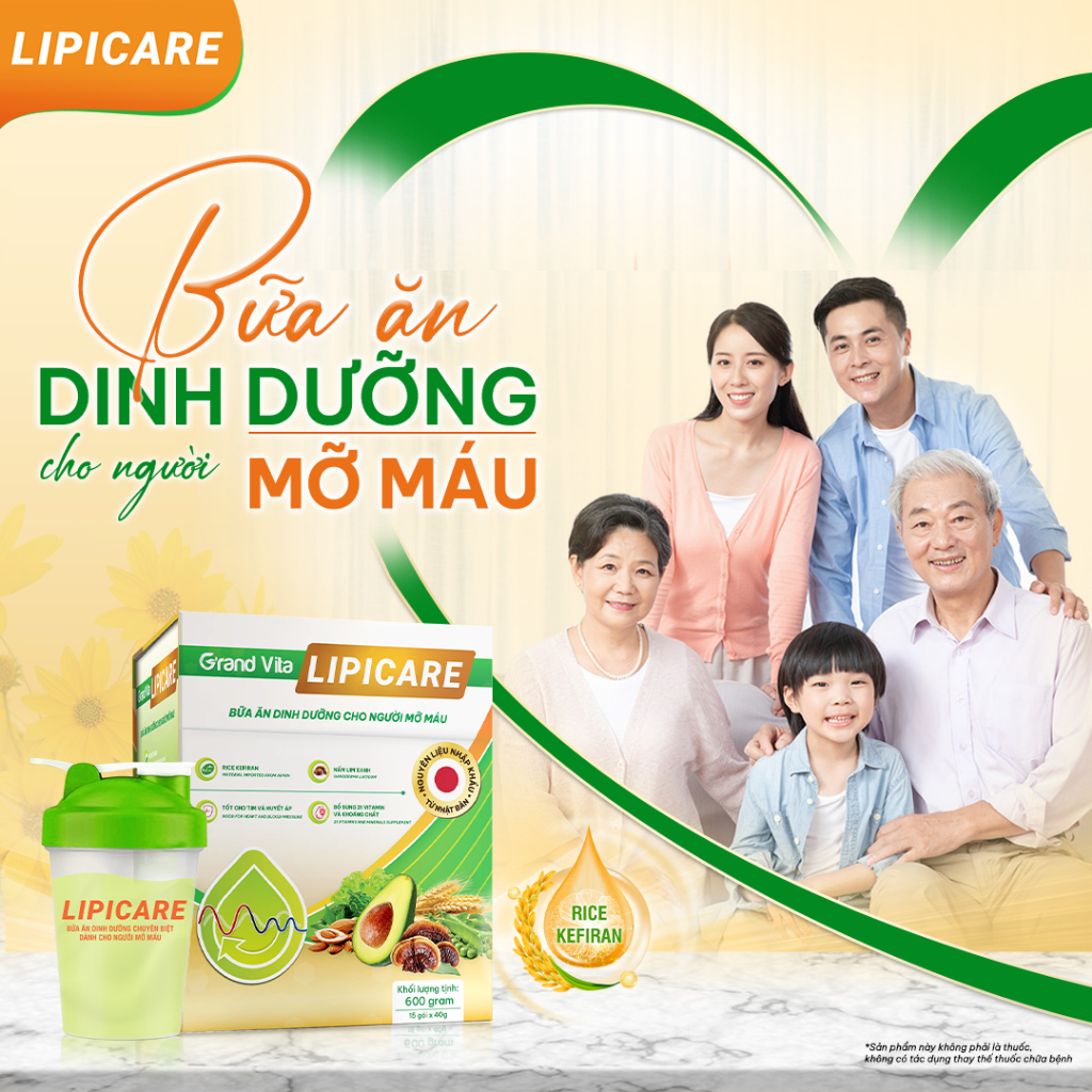 Bữa ăn dinh dưỡng LIPICARE - Hỗ trợ giảm mỡ máu, ổn định huyết áp cao ...