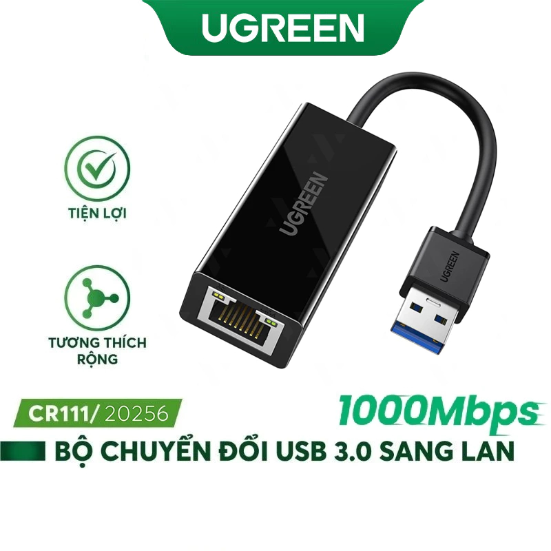 Cáp chuyển đổi USB 3.0 sang LAN 10/100/1000 Mbps UGREEN CR111 20256 Usb ...