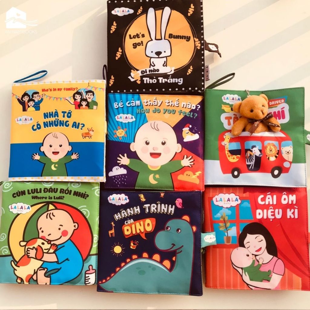Sách vải đa tương tác Lalala Baby nhiều chủ đề, kích thước lớn 18x18cm ...