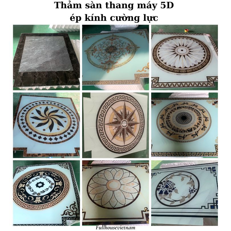 Thảm sàn thang máy 5D ép kính cường lực- đặt theo mẫu, kích thước theo ...