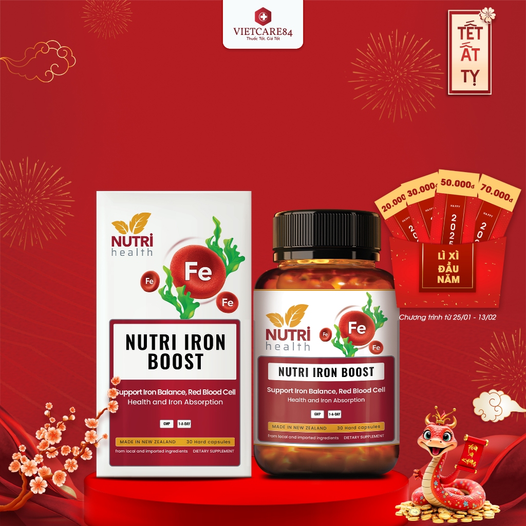 Viên uống bổ sung Sắt hữu cơ nhập khẩu chính hãng NUTRI IRON BOOST (30 viên) | Shopee Việt Nam