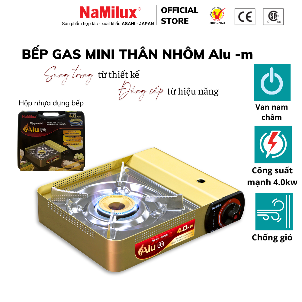 Bếp Gas Mini Cao Cấp Thân Nhôm Alu-m I Van Nam Châm Ngắt Gas An Toàn ...