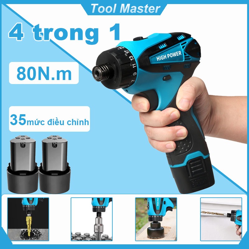 Máy bắn vít cầm tay,khoan pin 12v,máy chuyên vít 4 trong 1,cờ lê tác động,khoan tác động，mô-men ...