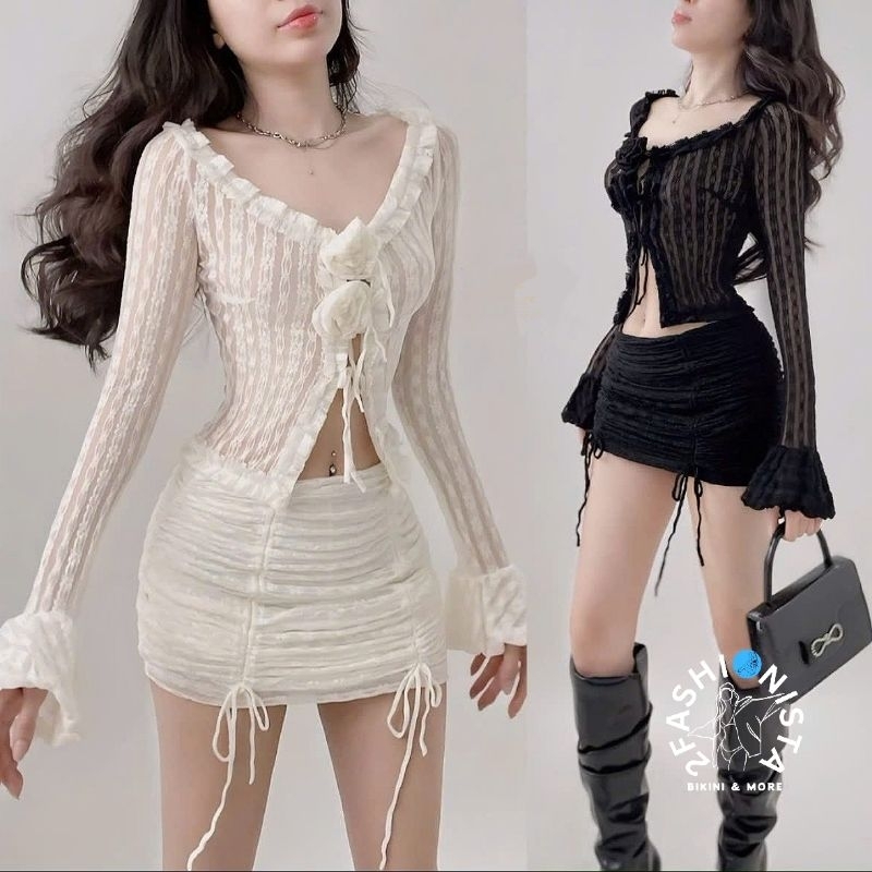 Set thiết kế ren dây rút phối hoa tôn dáng đẹp New 2025 - SWEET ...