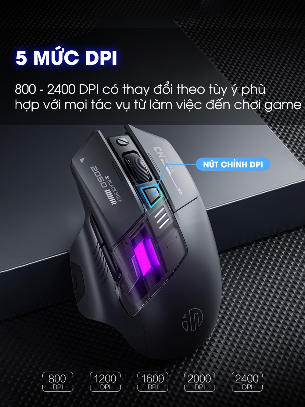 Chuột không dây gaming TEKKIN INPHIC A9 PRO bluetooth silent chống ồn ...