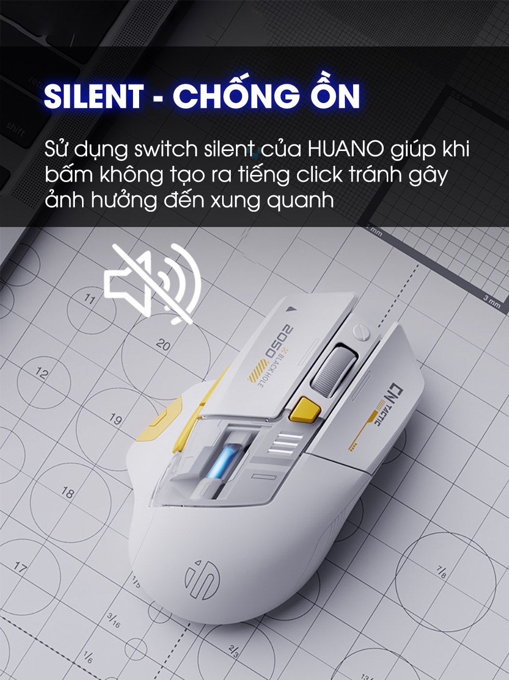 Chuột không dây gaming TEKKIN INPHIC A9 PRO bluetooth silent chống ồn ...