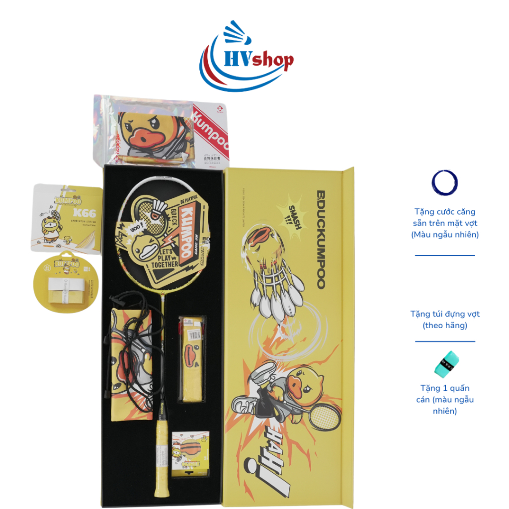Vợt cầu lông - Set Vợt Kumpoo B.Duck Cool chính hãng gồm cước, quấn cán ...