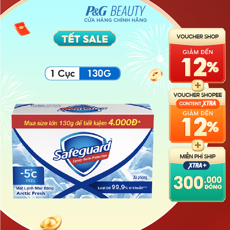 Xà Bông Cục SAFEGUARD Sạch 99,9% Vi Khuẩn & Mát Lạnh Như Băng 130g/115g Arctic Fresh | Shopee ...