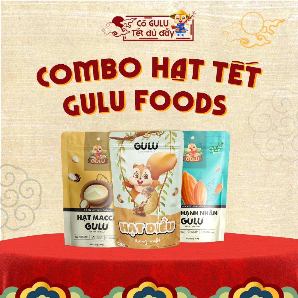 Combo 3 Gói Hạt Tết Gulu Foods (Điều rang muối + Macca nguyên vị + Hạnh nhân nguyên vị) | Shopee ...