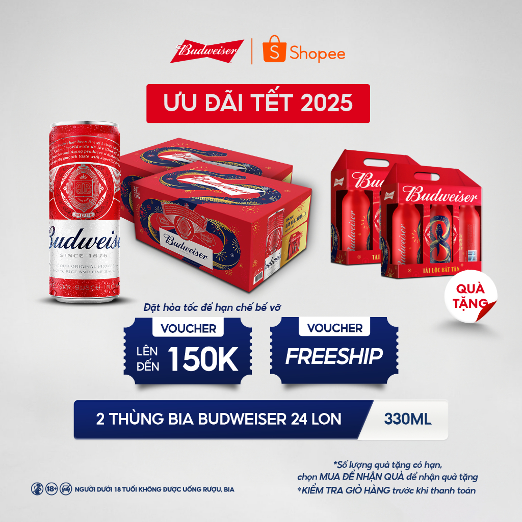 Combo 2 Thùng 24 Lon Bia Budweiser Chính Hãng (330ml/ lon) - Phiên Bản ...