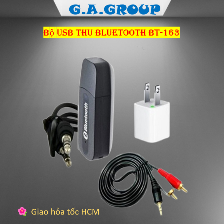 Bộ USB thu bluetooth BT- 163 4 trong 1 cho dàn amly ra loa (usb bluetooth âm thanh+cốc sạc+dây ...