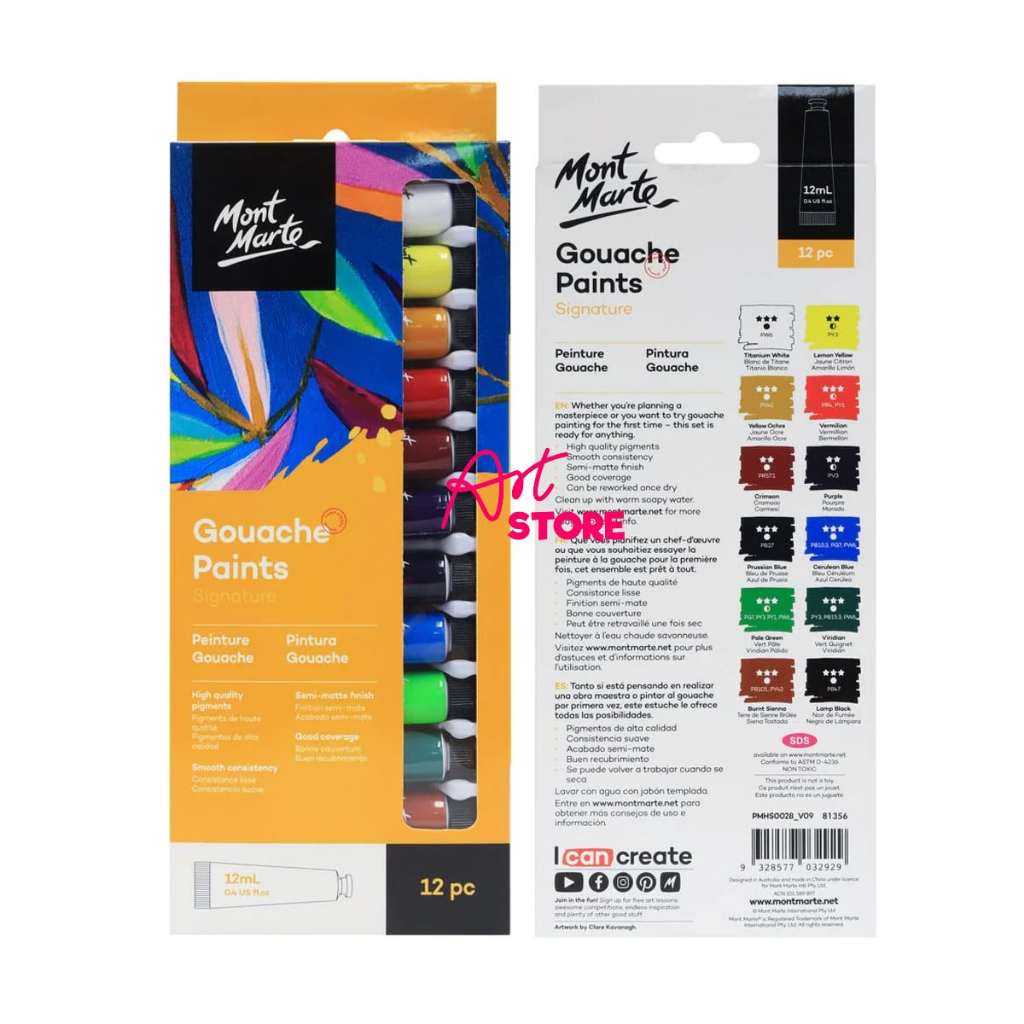 [Art Store] Màu Gouache Mont Marte 12ml Gouache Paints Signature - Set ...