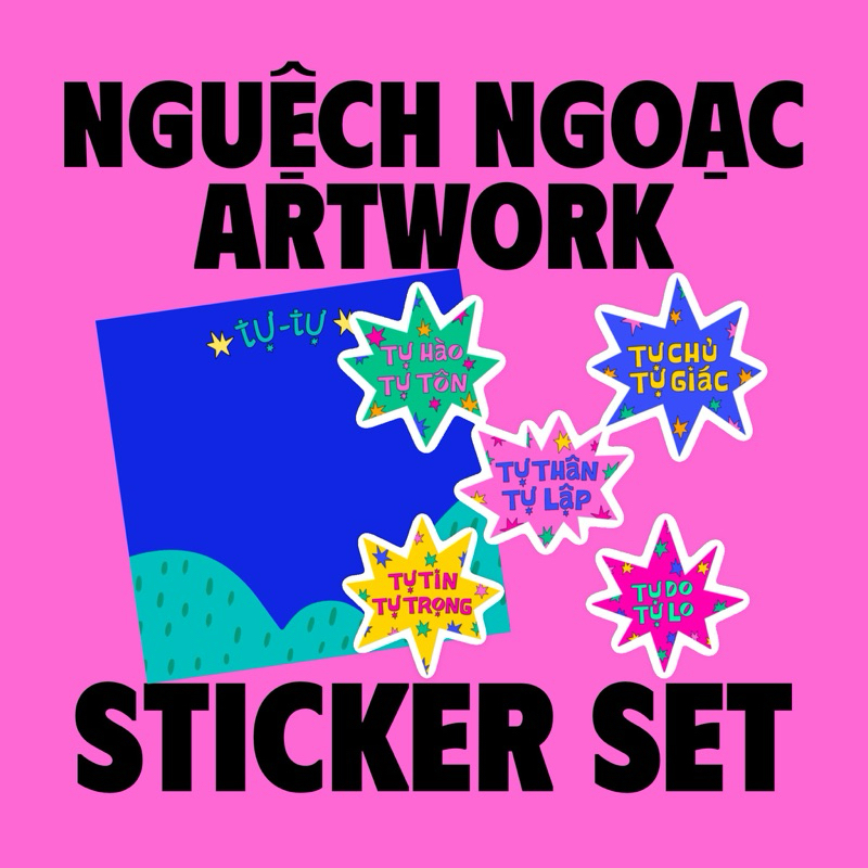 STICKER TỰ TỰ - Hình dán - Nguechngoacartwork | Shopee Việt Nam