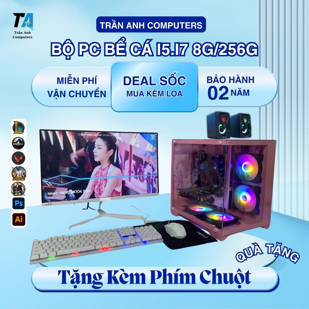 Bộ PC Vỏ Bể Cá Hồng Chiến Mọi Game Online Audition Fifa Csgo Đột Kích Aoe Gta 5 - Trần Anh ...