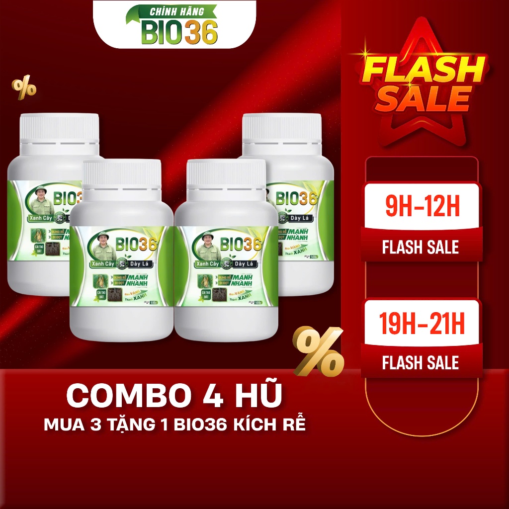 [Gian Hàng Chính Hãng Bio36] Combo 3 Hũ Bio 36 TẶNG 1 Hũ Siêu Kích Rễ - Bung Rễ Mạnh Đi Đọt ...