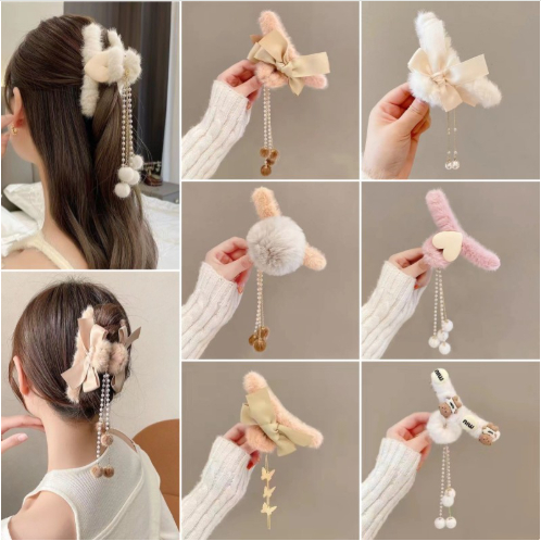 Kẹp Tóc Càng Cua Lông Xù Đính Tua Rua, Hình cute Thanh Lịch Thời Trang ...