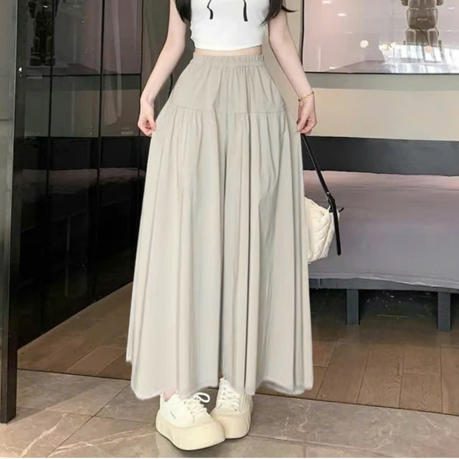Quần Nhún Ống Rộng Dáng Dài Giả Chân Váy Midi Dáng Xoè Màu Be Đen Nâu Ghi Mẫu Mới 2025 QS81-DÀI ...
