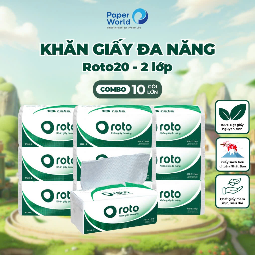 [COMBO 10-20] Khăn giấy rút lau tay đa năng 2 lớp ROTO |Thế Giới Giấy ...