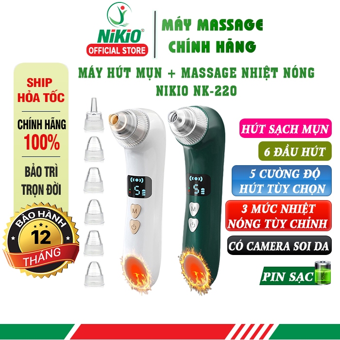 Máy Hút Mụn Kèm Soi Da Nikio NK-220 - Nhiệt Nóng Giúp Làm Sach Lỗ Chân ...